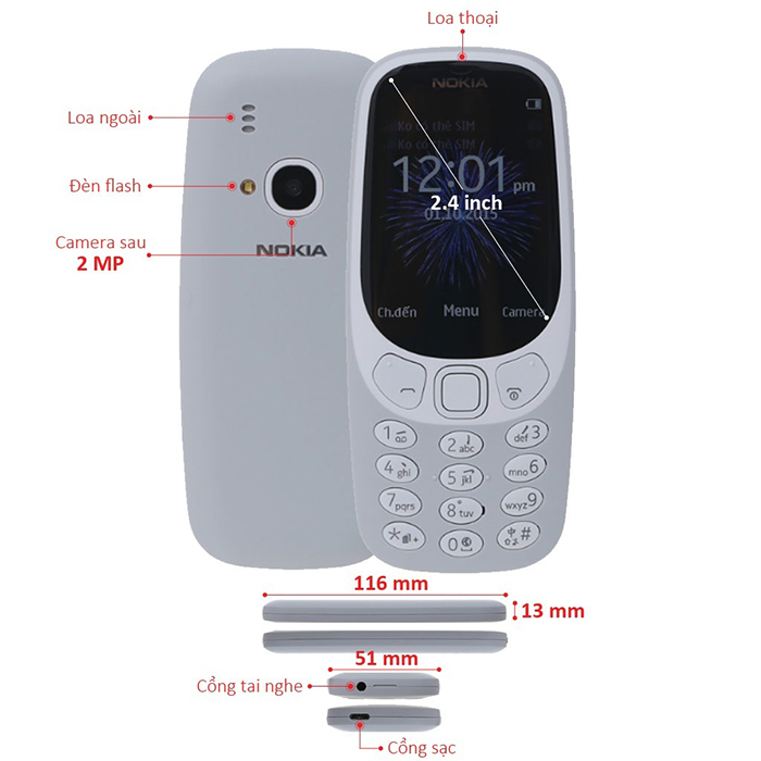 Điện thoại Nokia 3310 (Dual sim) Xám giá rẻ, chính hãng, trả góp 0% ...