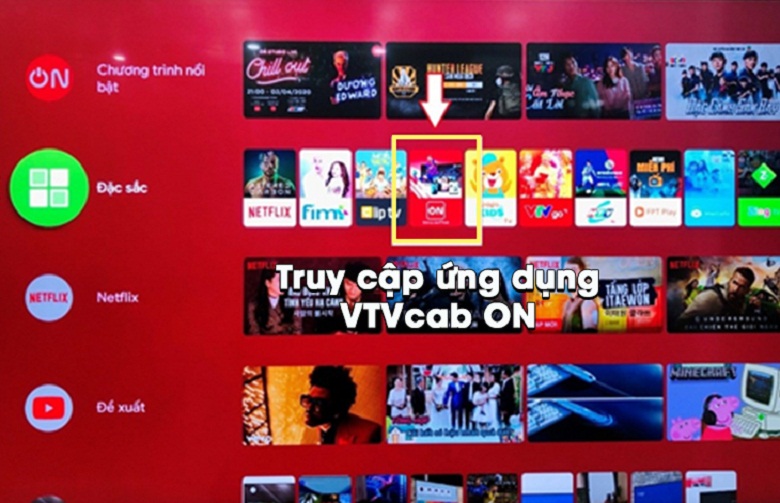 Các bước nhận gói quà tặng VTVcab ON trên tivi Sony