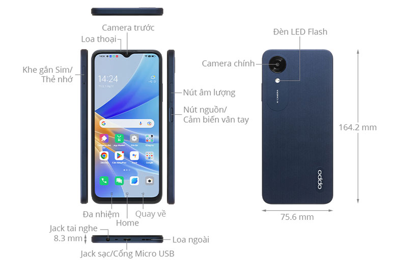 Điện thoại Oppo A17K 3GB/64GB Xanh CPH2471 - Hàng chính hãng